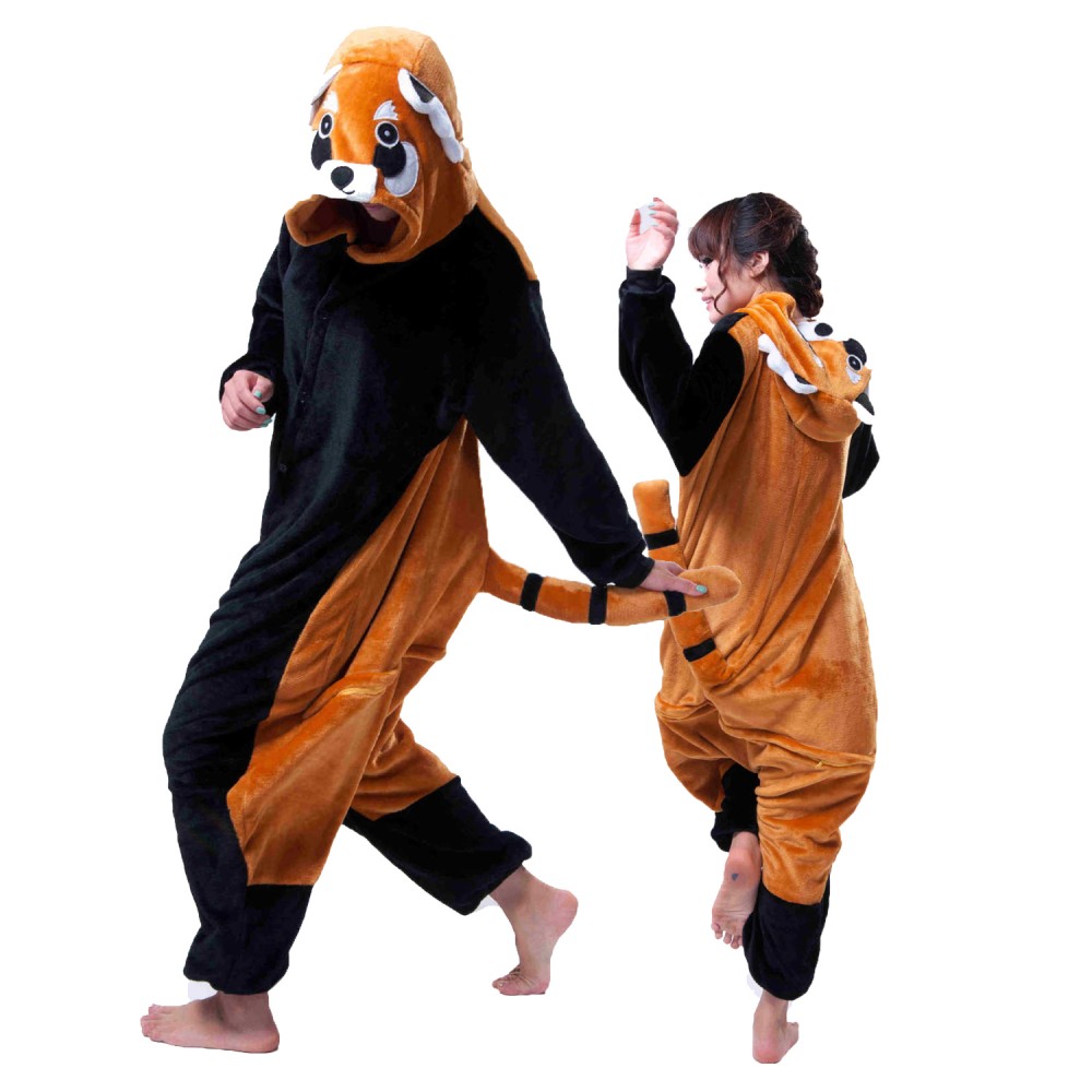 Roter Panda Kostüm Erwachsene Tier Pyjamas Onesie Faschingskostüm ...